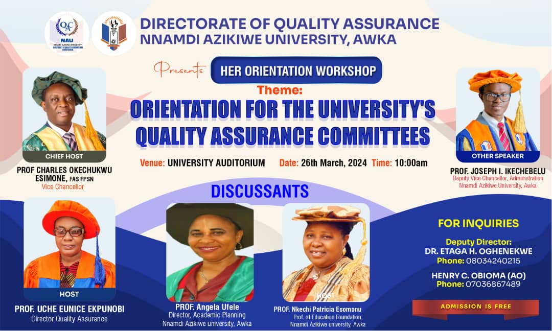 ORIENTATION FOR THE UNIVERSITY'S QUALITY ASSURANCE COMMITTEES. DATE ...